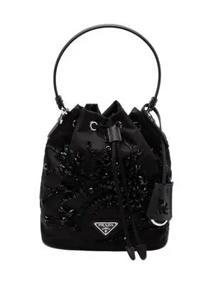 Prada Enamel Triangle Logo Tote Bag - Nero