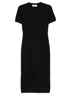 Fendi Ff Cotton Blend Dress - Black