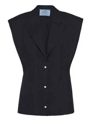 Prada Sleeveless Wool Blazer - Navy