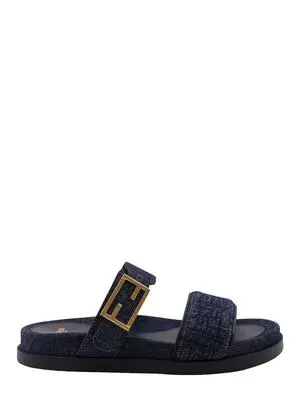 Fendi Slides With Strap Detail - Blue