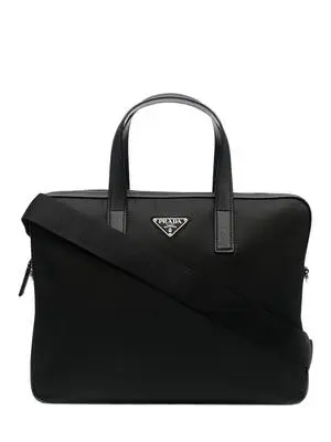 Prada Re-nylon And Leather Briefcase - Nero