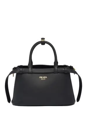 Prada Logo Lettering Leather Tote Bag - Nero