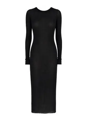 Rick Owens Long-sleeved Midi Dress - Black