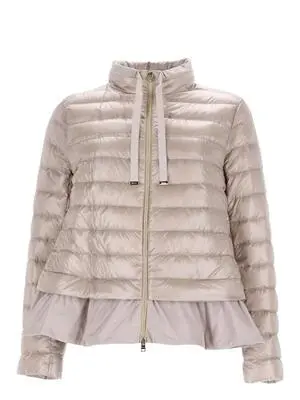 Herno Down Jacket With Ruffles Ivory