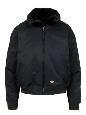 Dickies Zip-up Jacket With Faux Fur Collar - Black