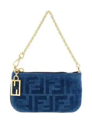 Fendi Ff Mini Denim Pouch - Blue