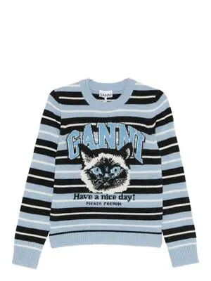 GANNI Wool Crewneck Sweater - Clear Blue