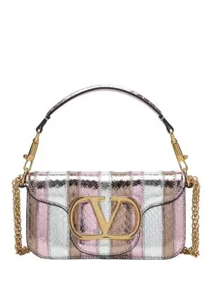 Valentino Garavani Small Locò Shoulder Bag In Elaphe Leather - Pink