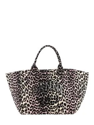 GANNI Leopard Sequin Xxl Tote - Pink