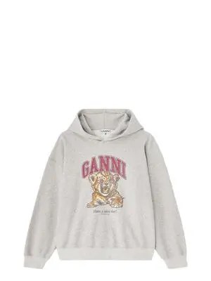 GANNI Margot Kitty Organic Cotton Hoodie - Grey
