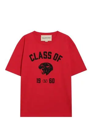 Valentino Garavani T Shirt With Panther Print - Red