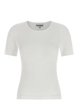 GANNI Logo Embroidery T-shirt - White