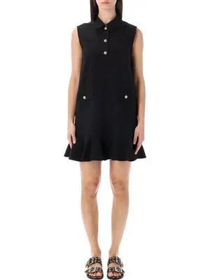 GANNI Twill Suiting Mini Dress - Black