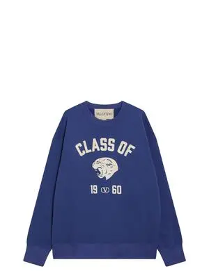 Valentino Garavani Crewneck Sweatshirt With Panther Print - Blue