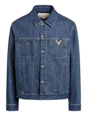 Valentino Garavani Denim Jacket With Vgold Detail - Blue