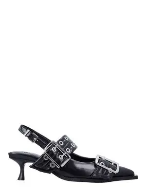 GANNI Heeled Slingback Shoes - Black