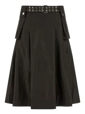 GANNI Duchesse Nylon Pleated Skirt - Brown