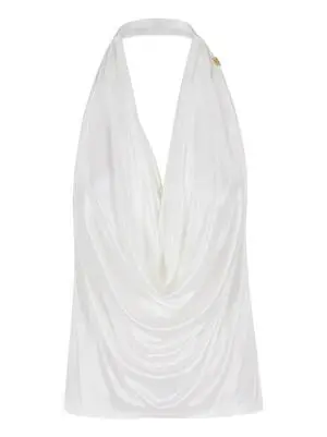 Elisabetta Franchi Jersey Halterneck Top - Ivory