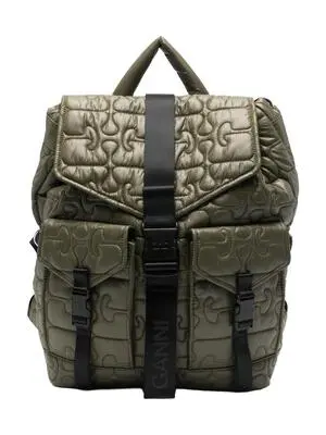 GANNI Quilted Nylon Backpack - Green
