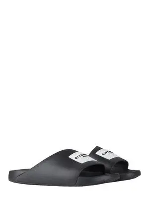 Givenchy Rubber Label Slide Mules - Black