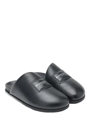 Givenchy Label Flat Mules - Black