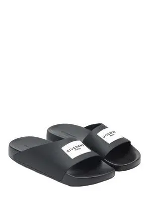 Givenchy Label Flat Mules - Black