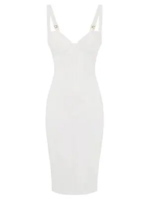 Elisabetta Franchi Dress With Raw Cut Fabric - Ivory