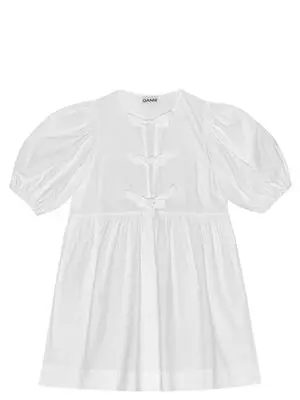 GANNI Poplin Mini Dress - White