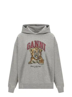 GANNI Graphic Print Hoodie - Gray