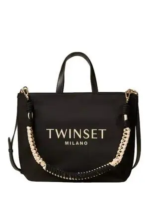 Twin-set Shopper Bag With Logo - Black