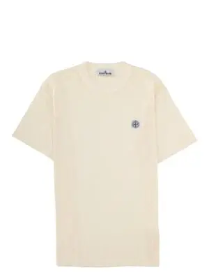Stone Island T Shirt With Logo Patch - Ivory