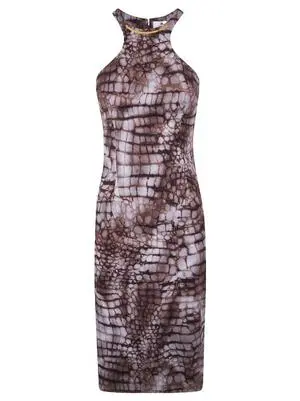 Elisabetta Franchi Animal Print Midi Dress - Brown
