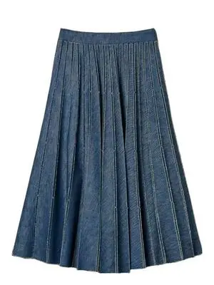 Twin-set Long Pleated Skirt - Denim