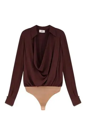 Elisabetta Franchi Viscose Georgette Bodysuit - Brown