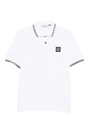 Stone Island Logo Cotton Polo Shirt - White