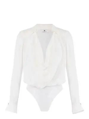 Elisabetta Franchi Viscose Georgette Bodysuit - Ivory
