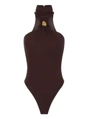 Elisabetta Franchi Bodysuit With Jewel Detail - Cioccolato