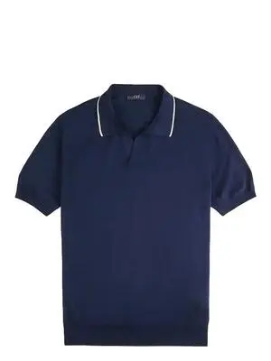 FAY Knitted Polo Shirt - Blu/caffe