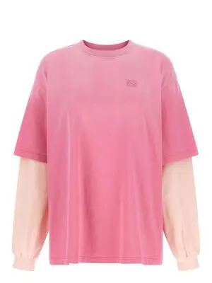 GANNI Double Layer Sleeve T-shirt - Pink