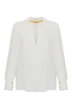 Elisabetta Franchi Georgette Blouse With Jewel Detail - Ivory