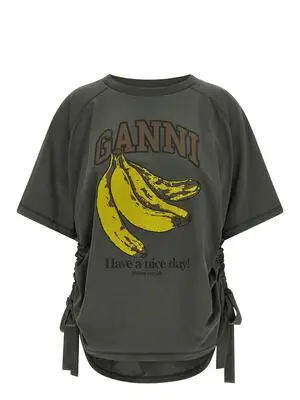 GANNI Graphic Print T-shirt - Gray