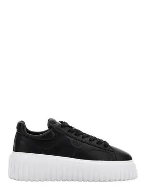 Hogan H Stripes Nappa Leather Sneakers - Black