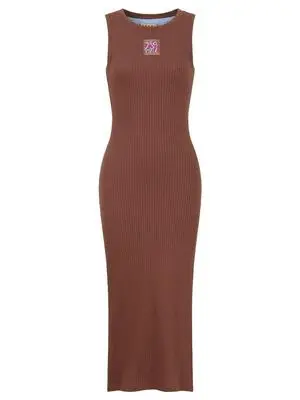 Marni Frame' Logo Midi Dress - Brown