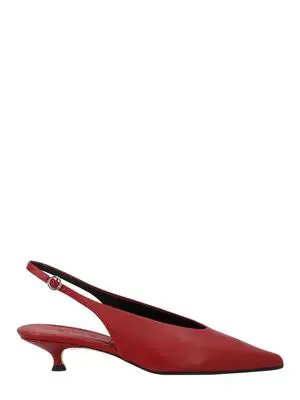 AeydĒ Leather Kitten Heel Slingbacks - Red