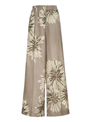 Brunello Cucinelli Printed Silk Pants - Kaki