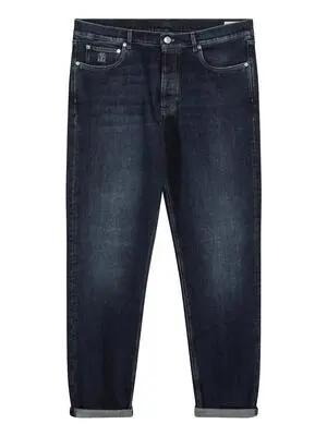 Brunello Cucinelli Washed Denim Jeans With Turn Up Hem - Blue