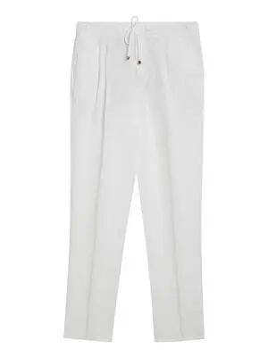 Brunello Cucinelli Linen Drawstring Trousers - White