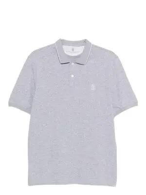 Brunello Cucinelli Logo Cotton Polo Shirt - Grey
