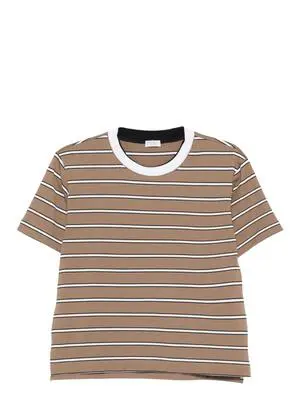 Brunello Cucinelli Striped Cotton T-shirt - Brown