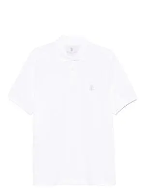Brunello Cucinelli Logo Cotton Polo Shirt - White